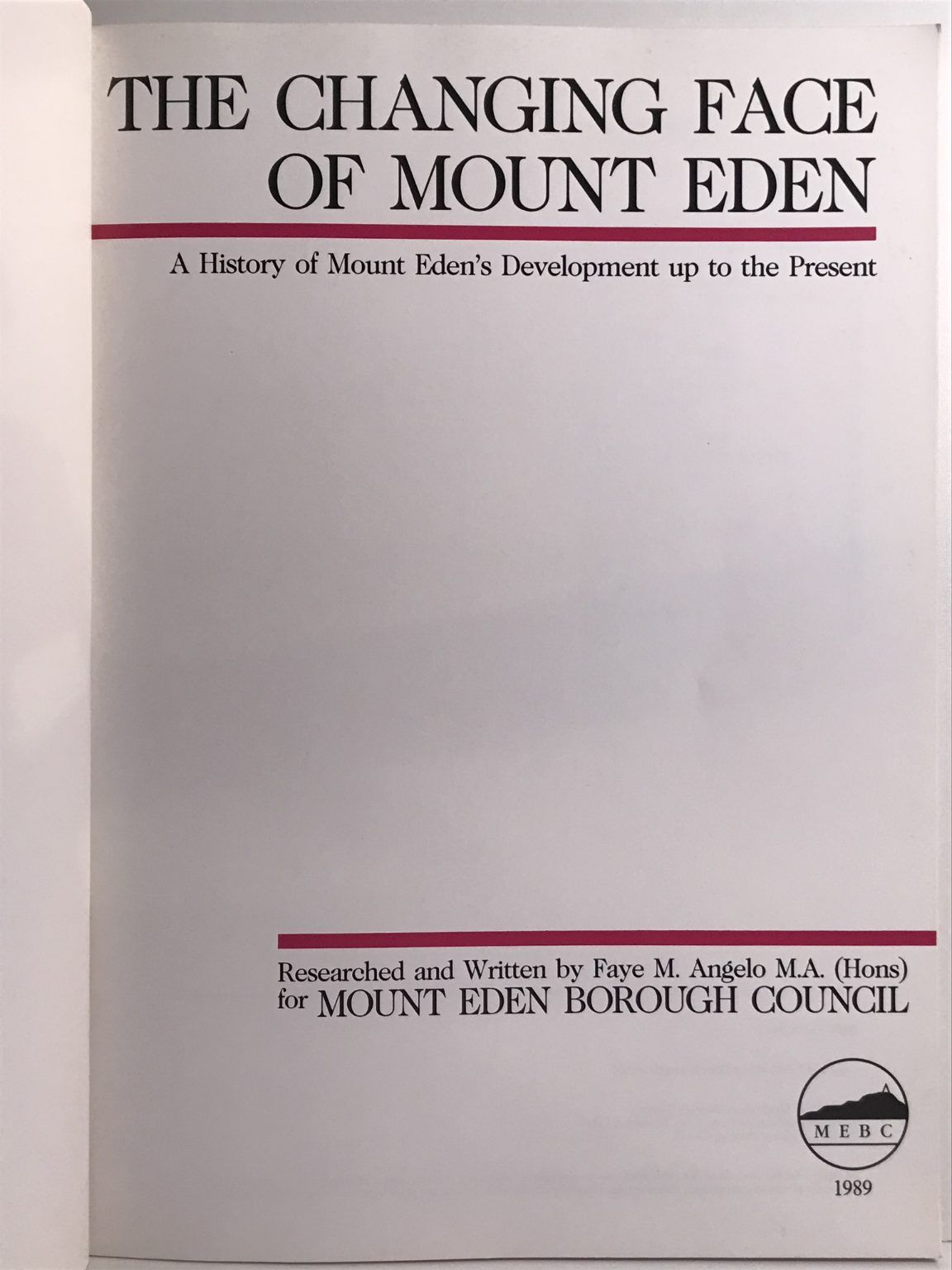 THE CHANGING FACE OF MOUNT EDEN