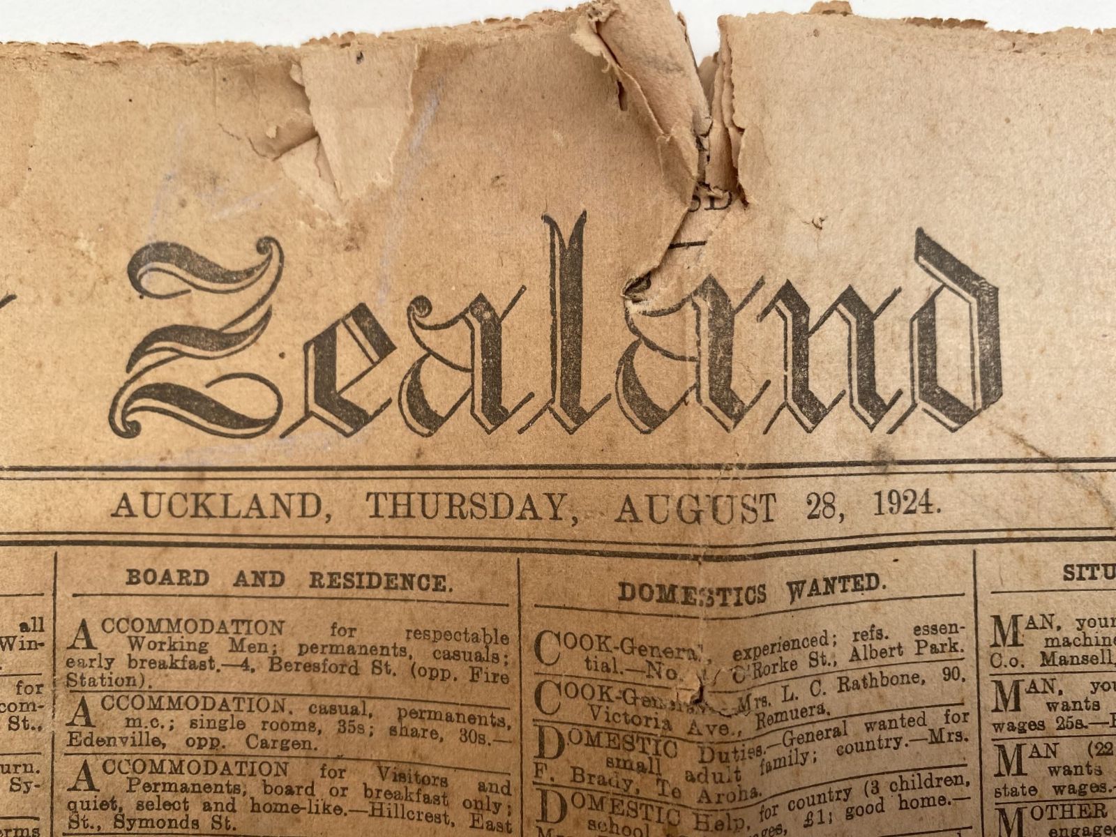 OLD NEWSPAPER: The New Zealand Herald, 28 August 1924