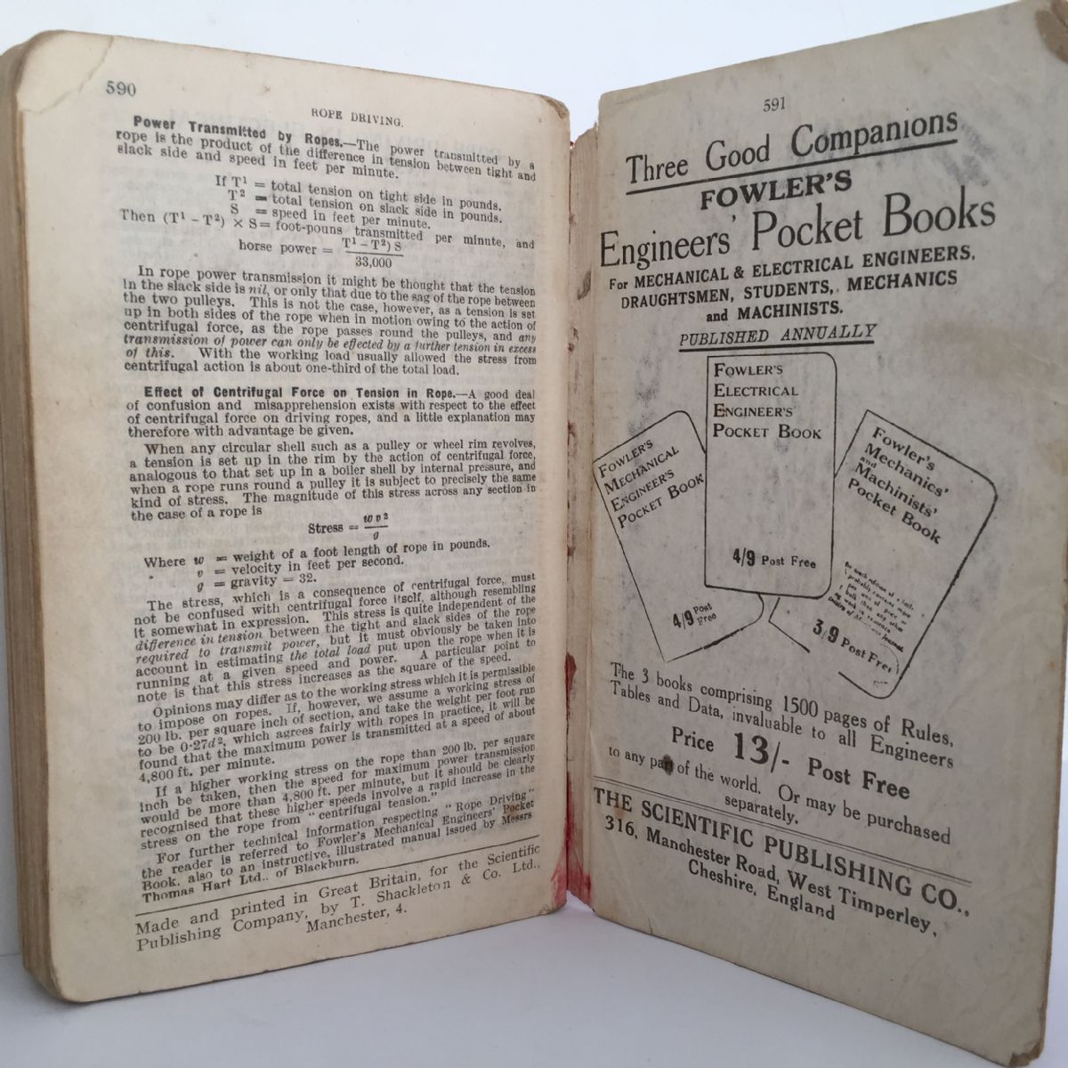 Fowler's Electrical Engineers Pocket Book 1950