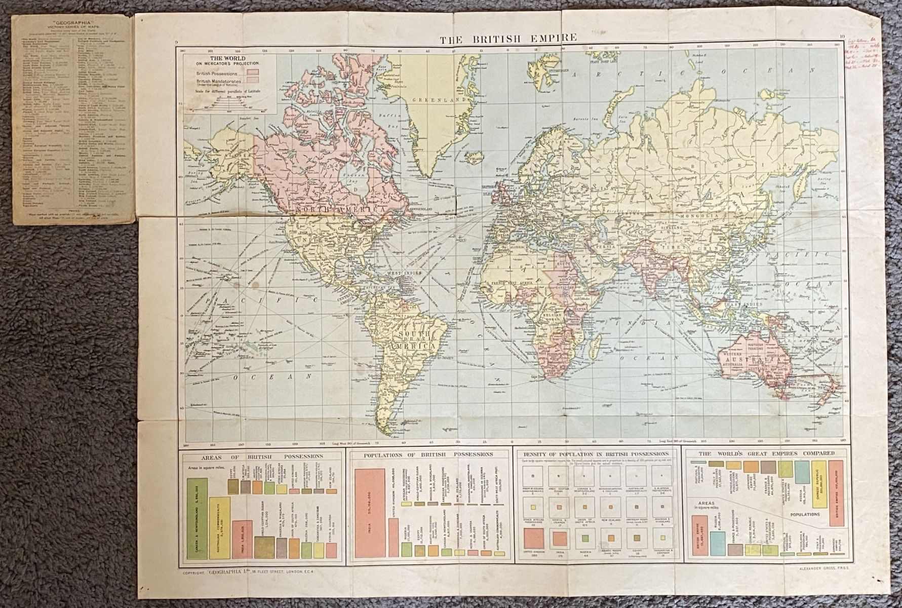 VINTAGE MAP: New Map of the British Empire 1930s
