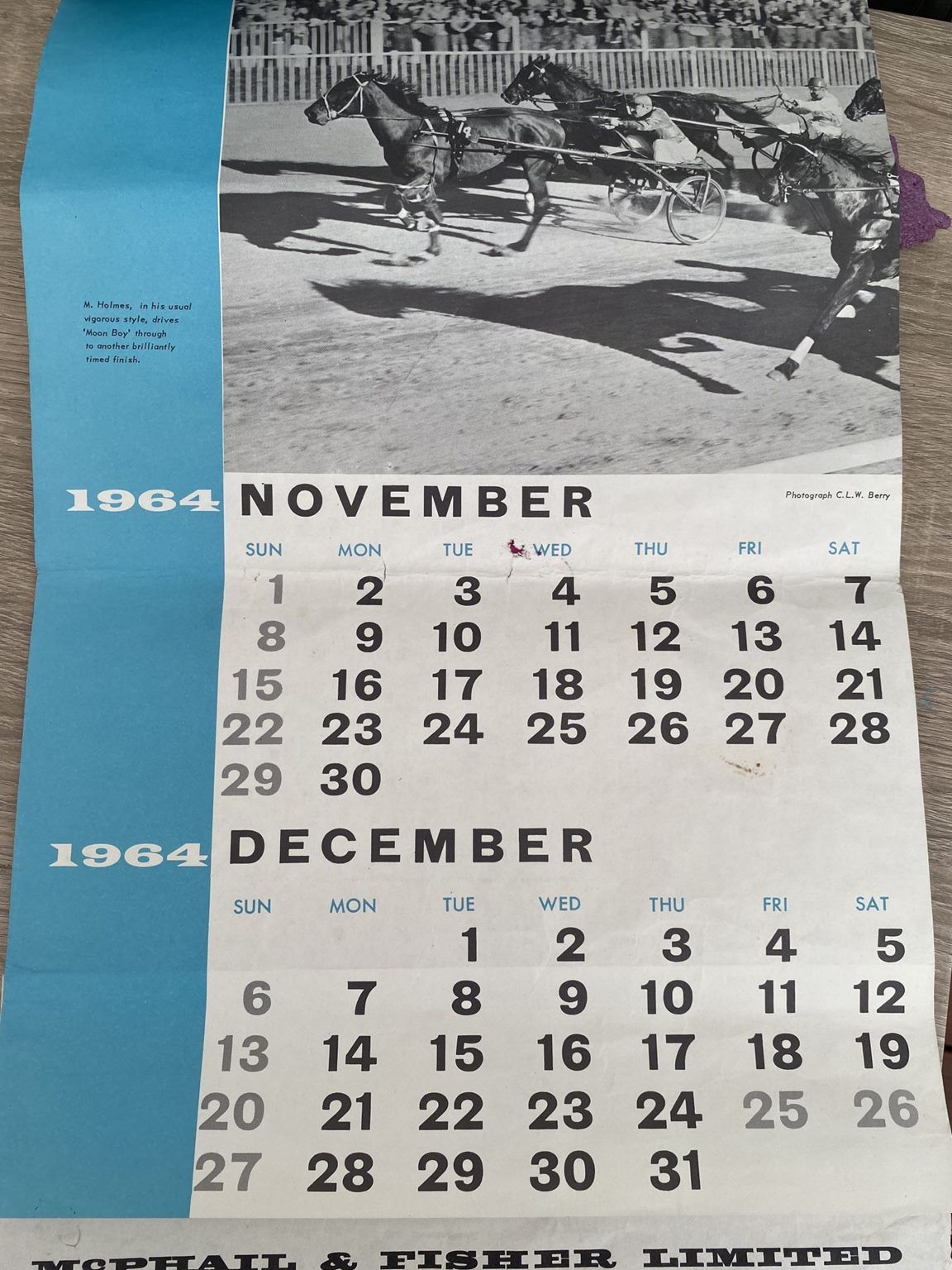OLD CALENDAR: McPhail & Fisher Ltd 1964