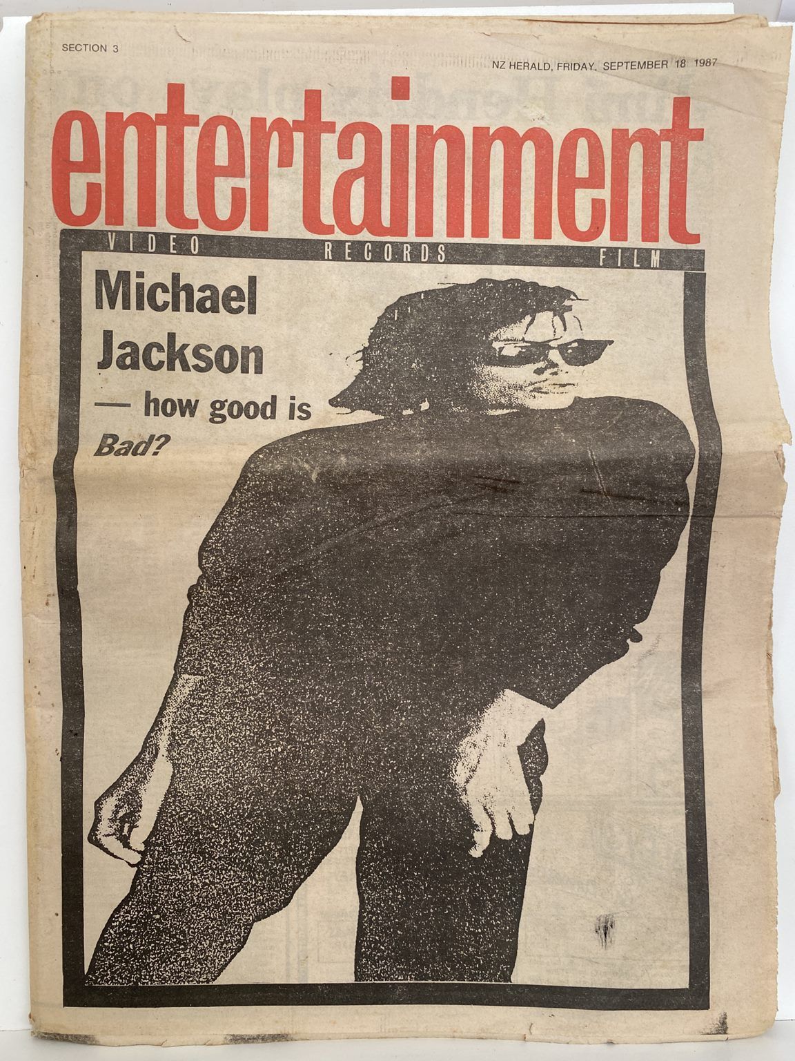 OLD NEWSPAPER: The New Zealand Herald, 18 September 1987 - Michael Jackson