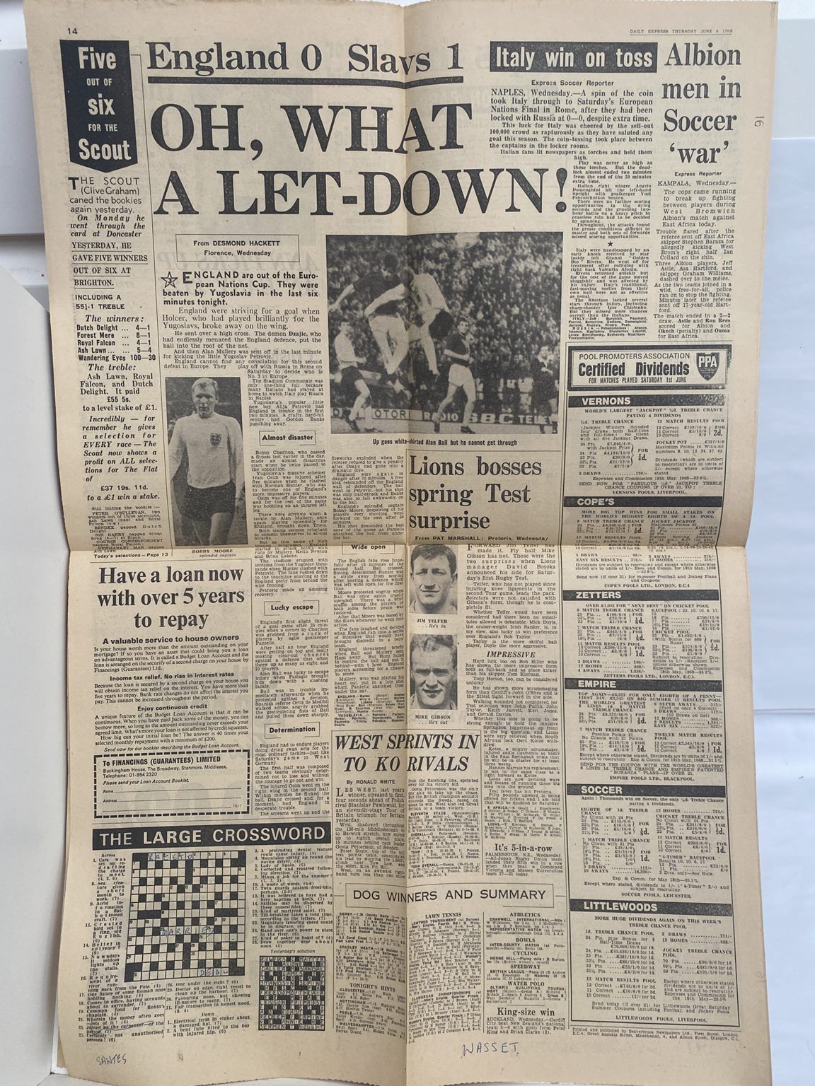 OLD NEWSPAPER: Daily Express, 6 June 1968 - Robert Kennedy Assassinated