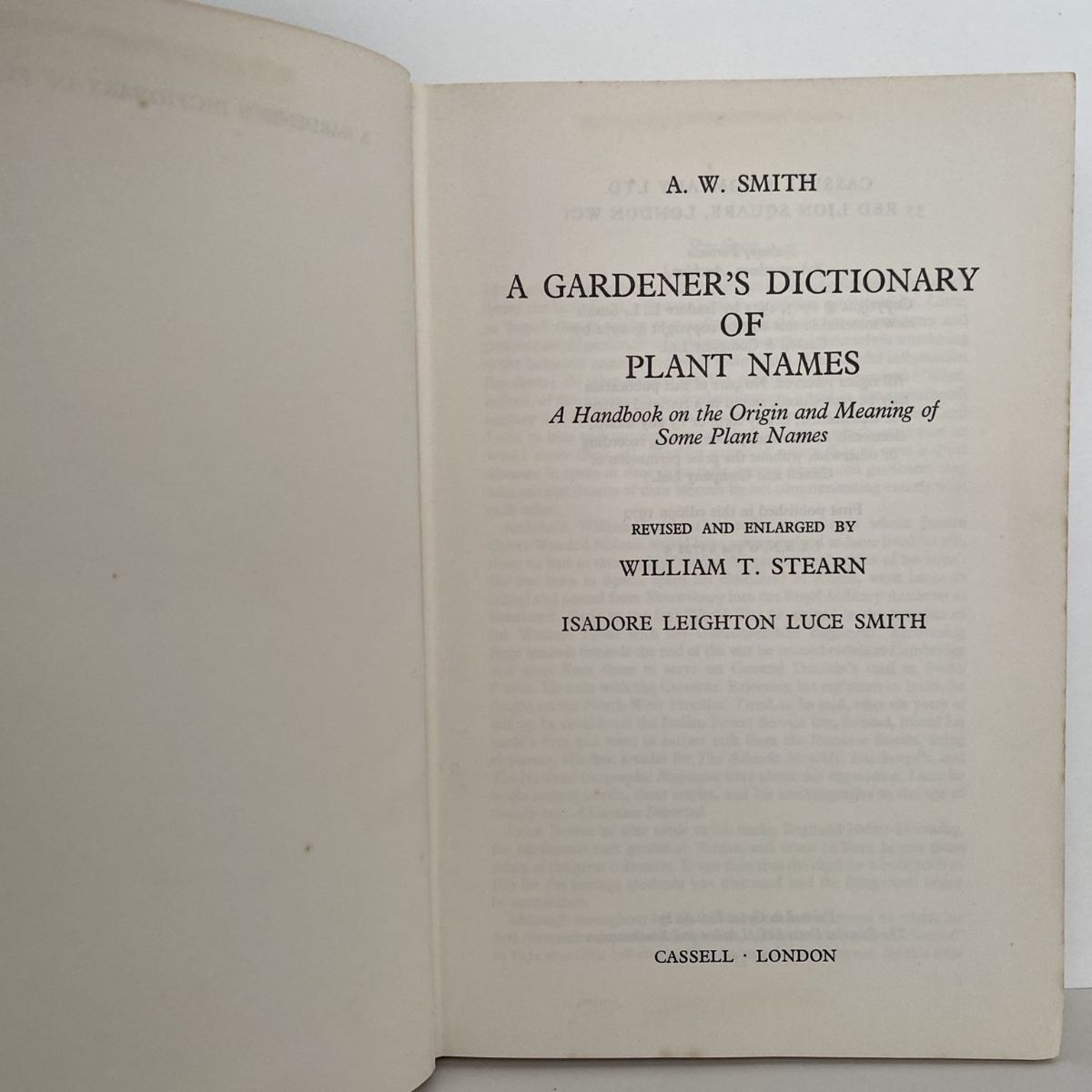 A GARDENER'S DICTIONARY OF PLANT NAMES