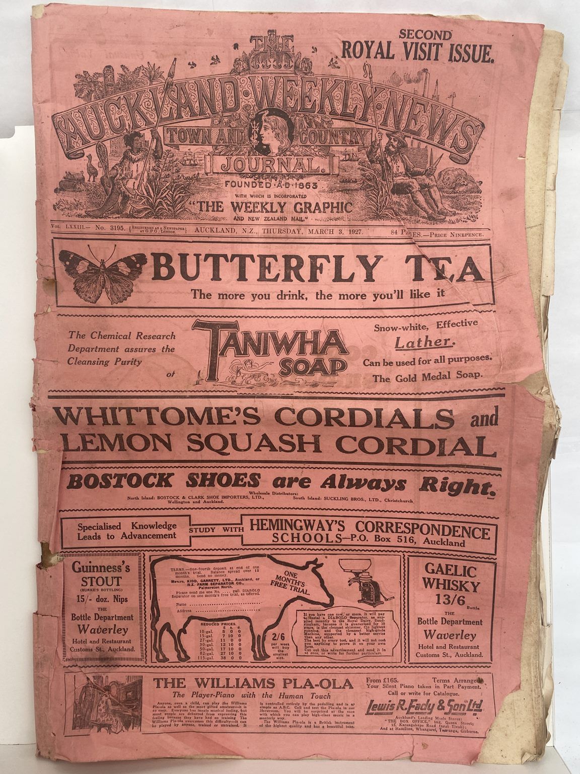 OLD NEWSPAPER: The Auckland Weekly News - 3 March 1927 - Second Royal Visit