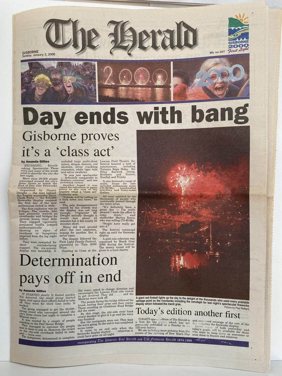 OLD NEWSPAPERS: 3x The Herald, Gisborne 2000 - New millennium