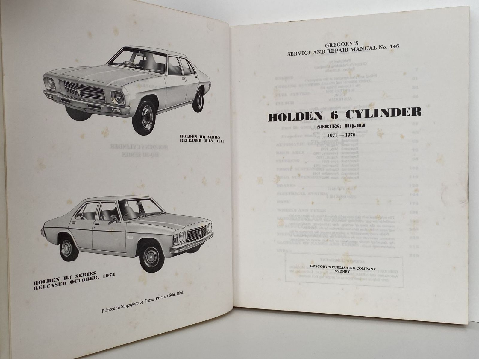 HOLDEN HQ-HJ 6 cylinder 1971 - 1976 Service and Repair Manual