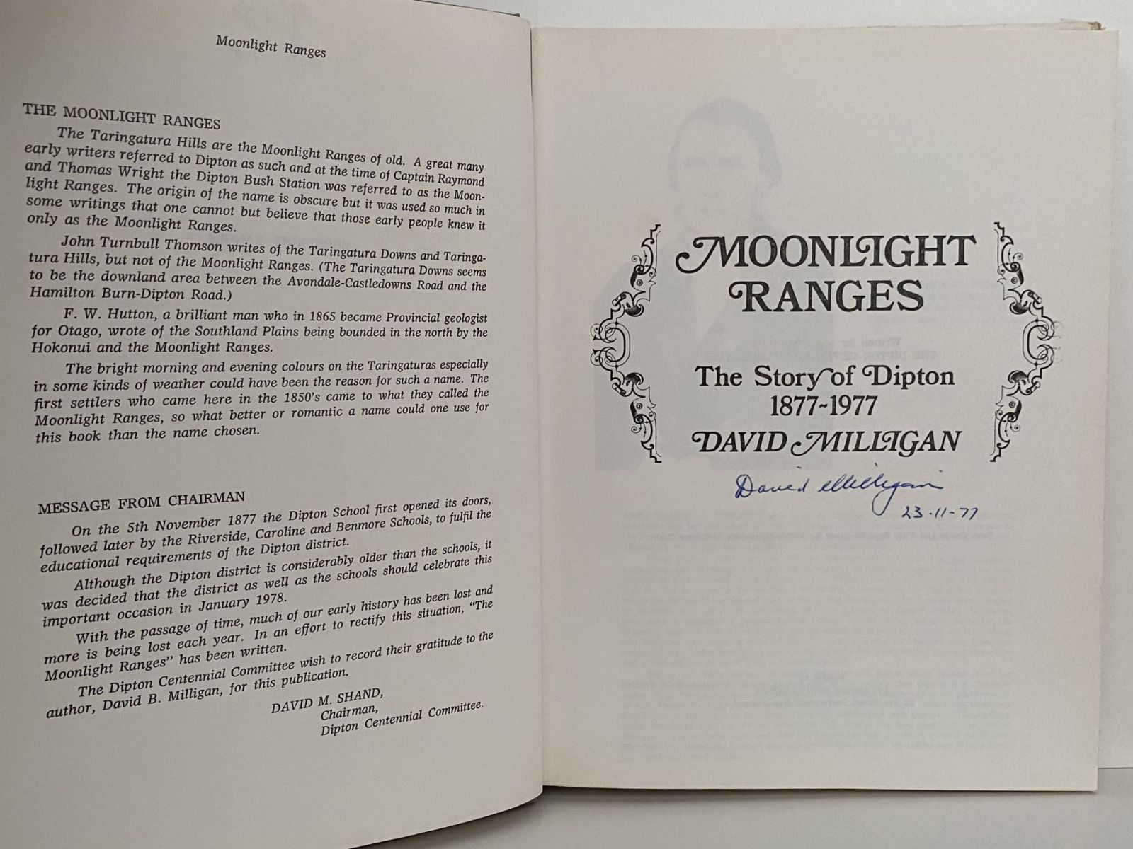 MOONLIGHT RANGES: The Story of Dipton 1877-1977