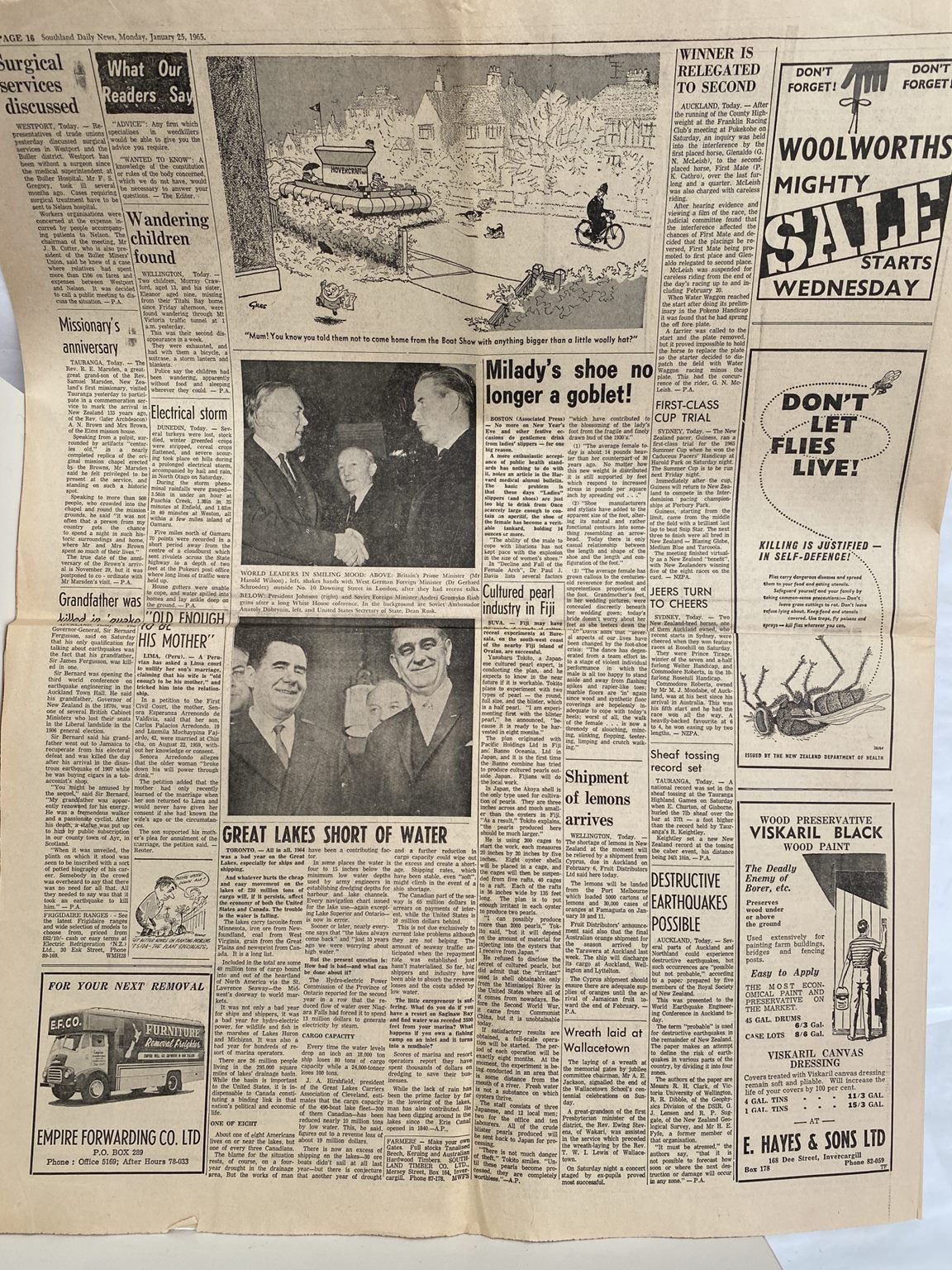 OLD NEWSPAPER: The Southland Times, 25 January 1965 - Winston Churchill ...