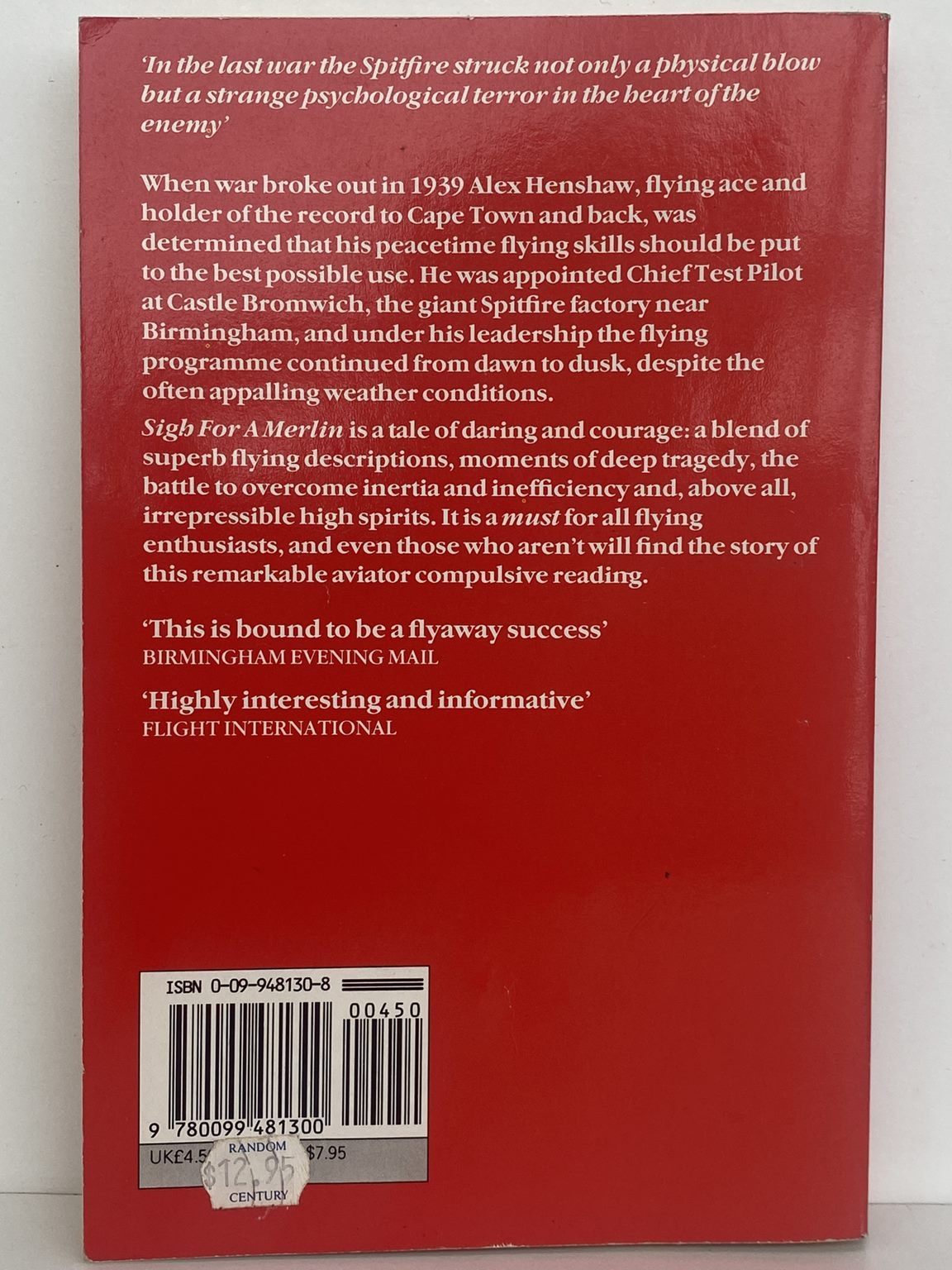 SIGH FOR A MERLIN: Testing the Spitfire by Alex Henshaw