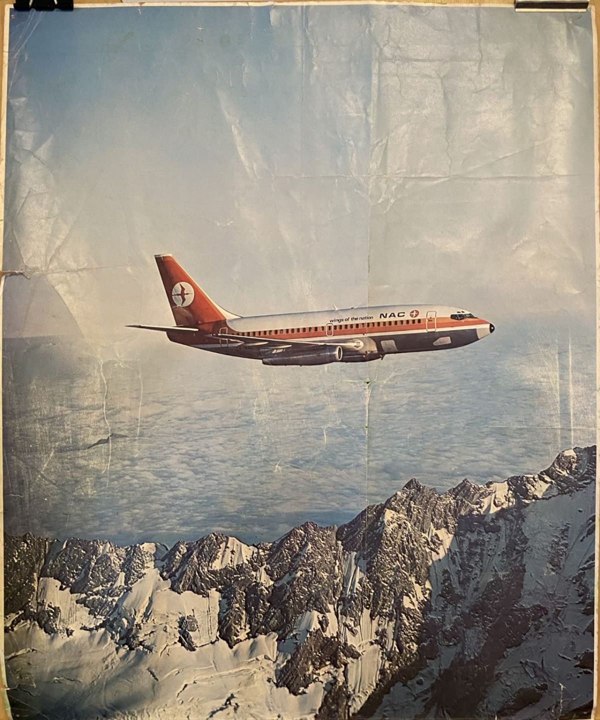VINTAGE POSTER: NAC / National Airways Corporation B737 ZK-NAC