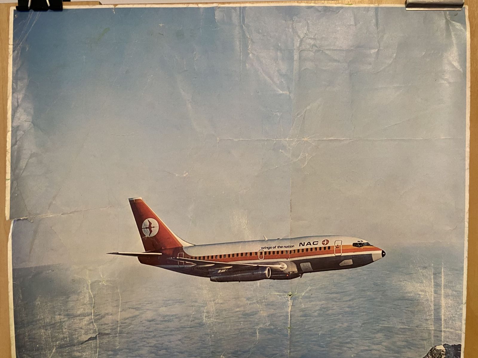 VINTAGE POSTER: NAC / National Airways Corporation B737 ZK-NAC