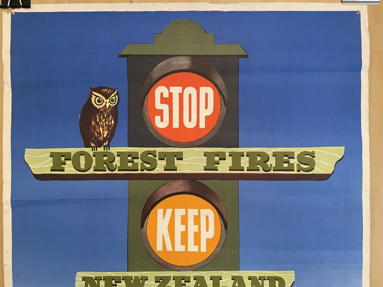 VINTAGE POSTER: New Zealand Forest Service / Stop Forest Fires