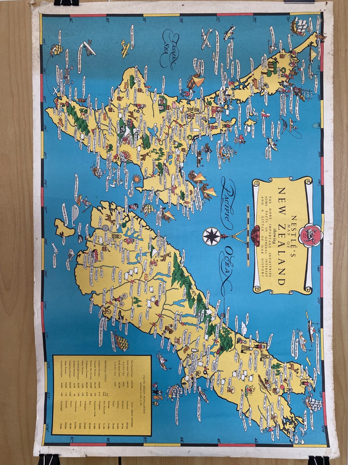 VINTAGE POSTER: Nestle's Map of New Zealand