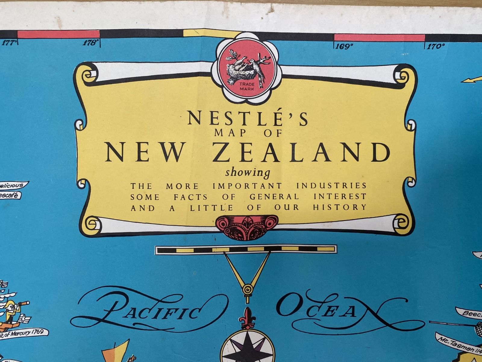 VINTAGE POSTER: Nestle's Map of New Zealand