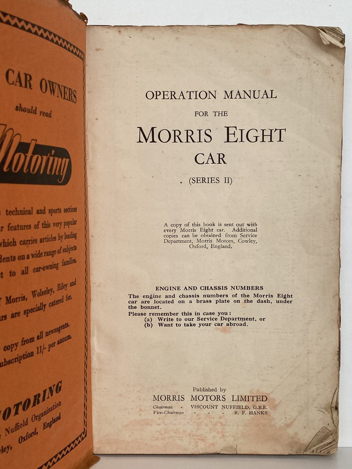 OPERATION MANUAL for the MORRIS EIGHT (SERIES II)